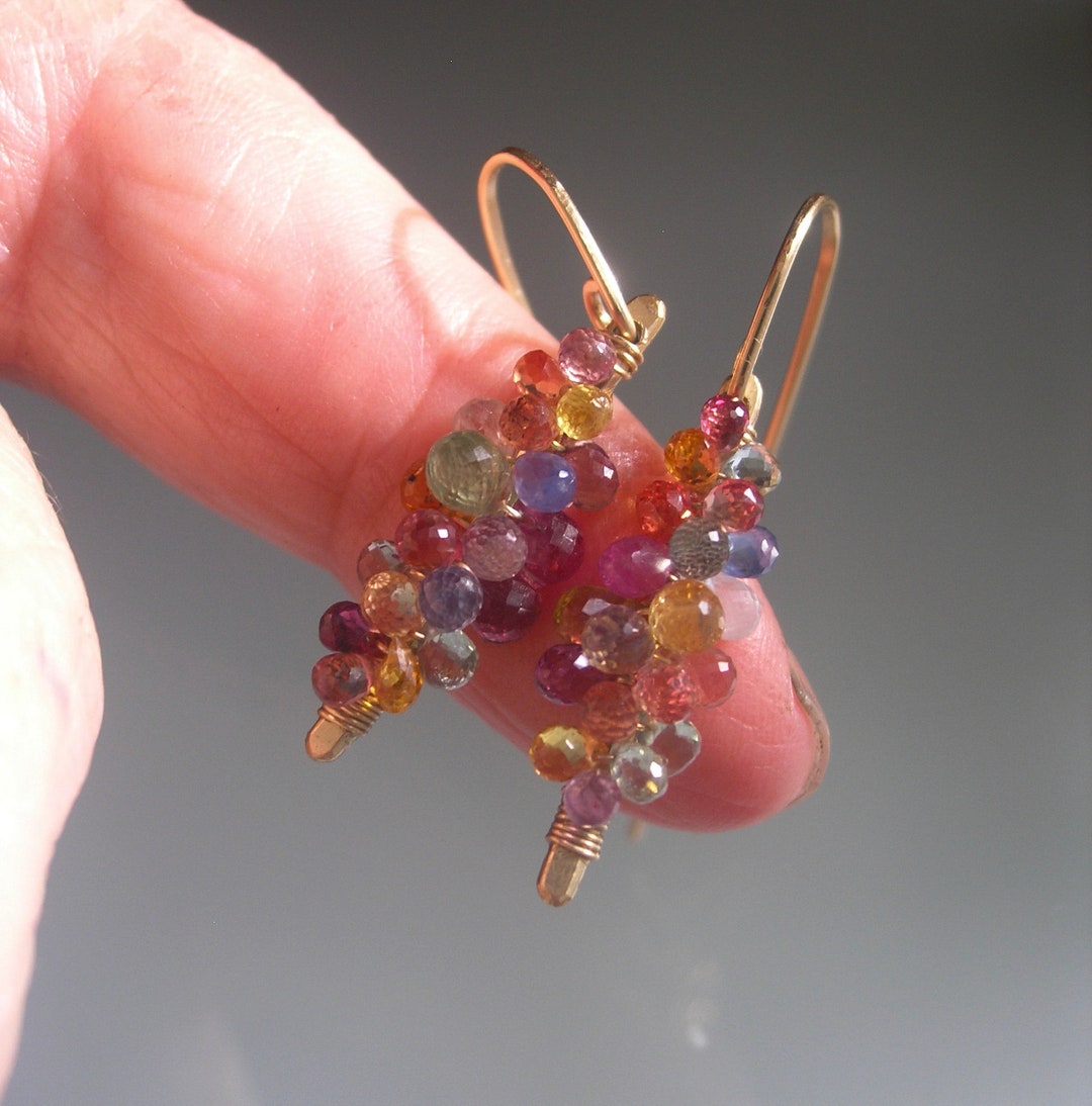 Pastel Sapphire Earrings Small 14k Gold Filled Confetti Gemstone ...