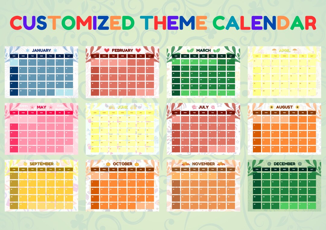 Colorful Theme Calendar 2024 With Monthly Planner - Etsy