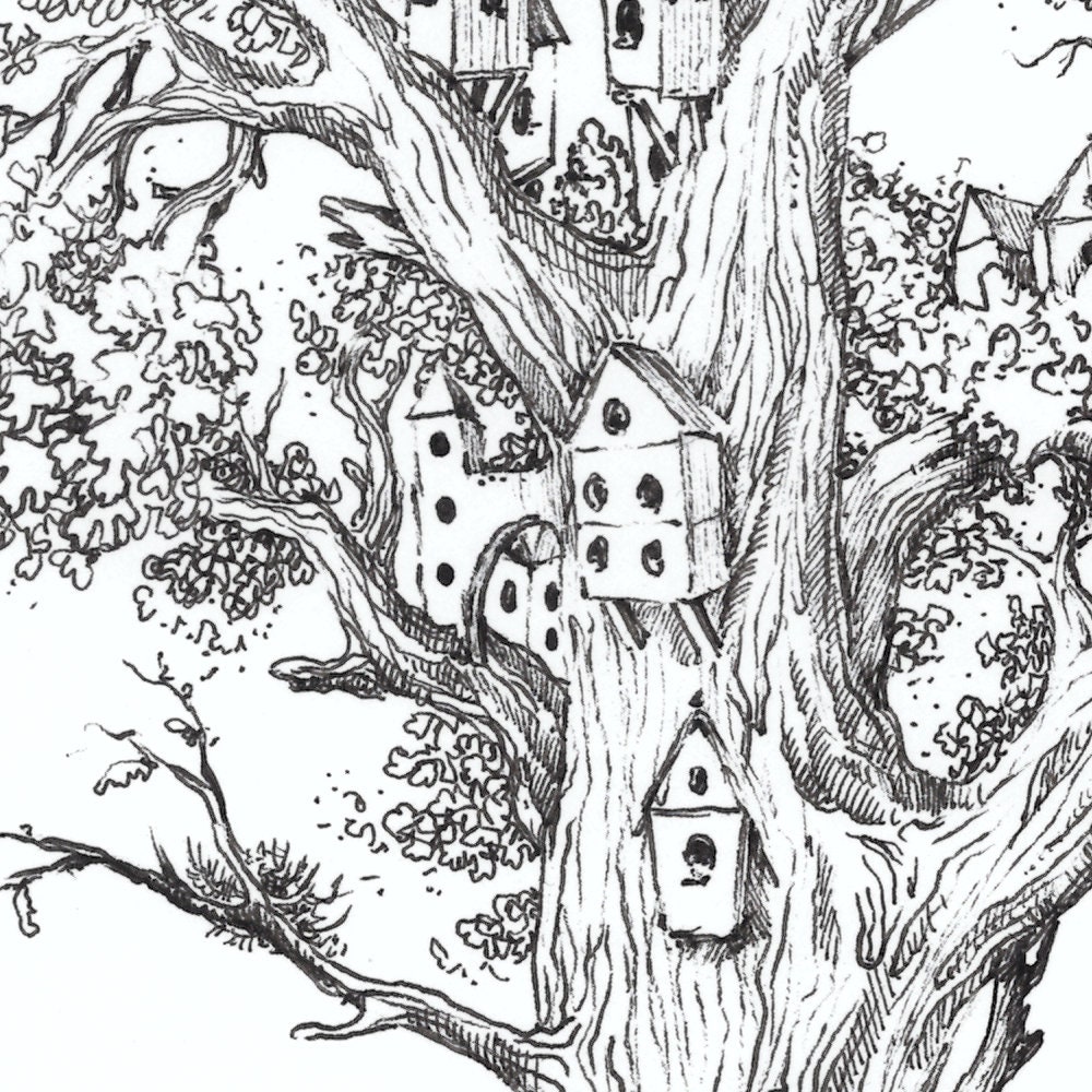 Tree Drawing, Original, Traditional, Hand Drawn, for Print. Botanical ...