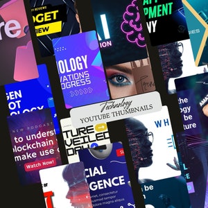 Technology Youtube Thumbnail Templates: Canva Editable (digital ...