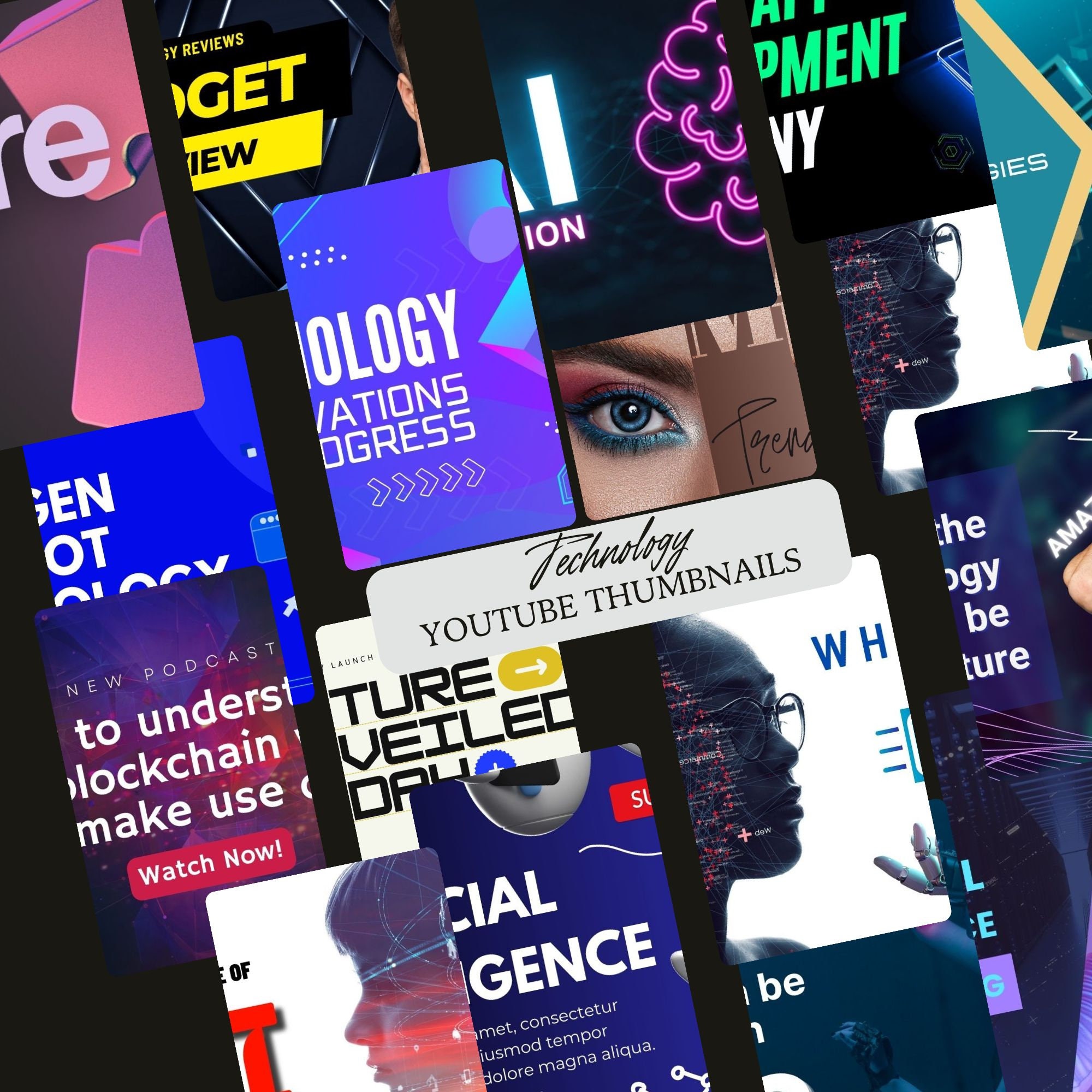 Technology Youtube Thumbnail Templates: Canva Editable (digital ...