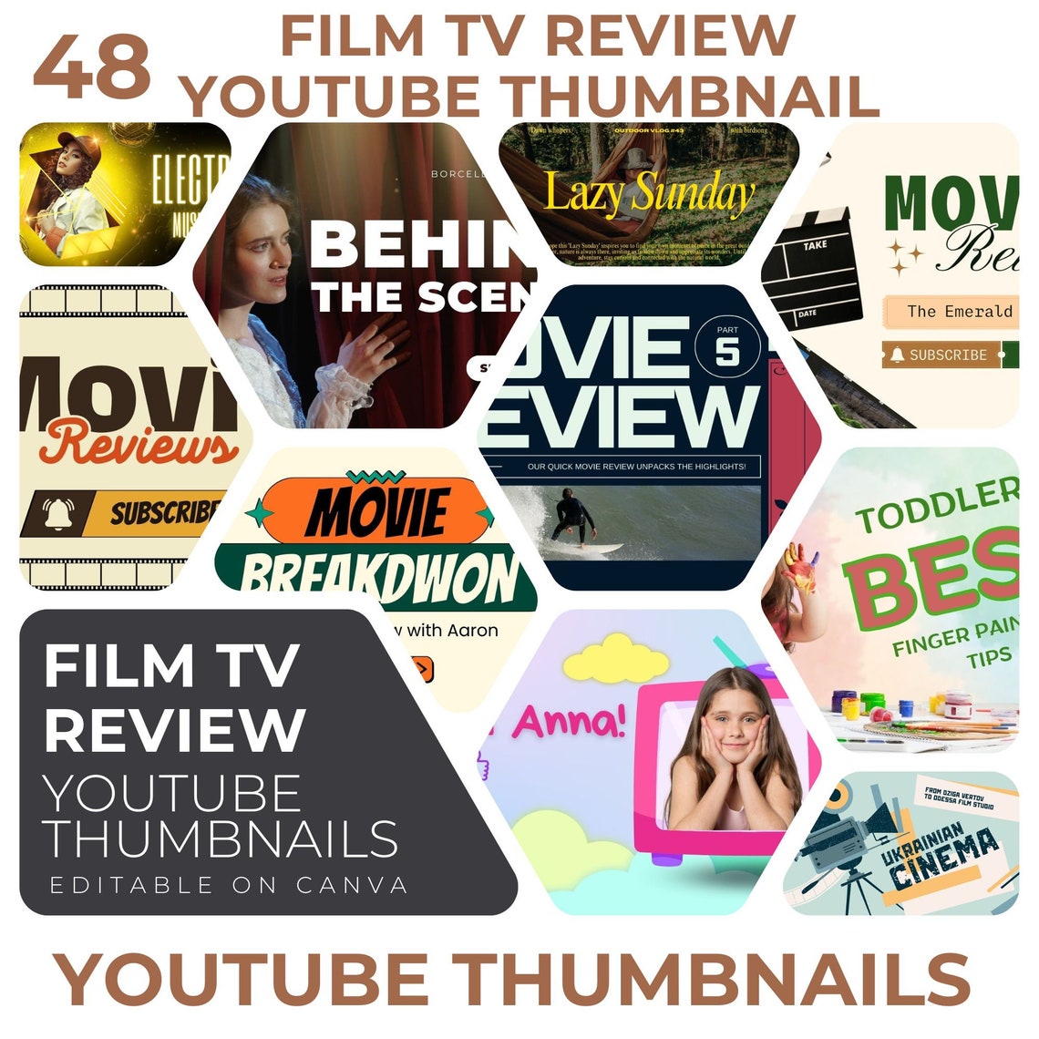 Film TV Youtube Thumbnail Templates: Editable Canva Designs (digital ...