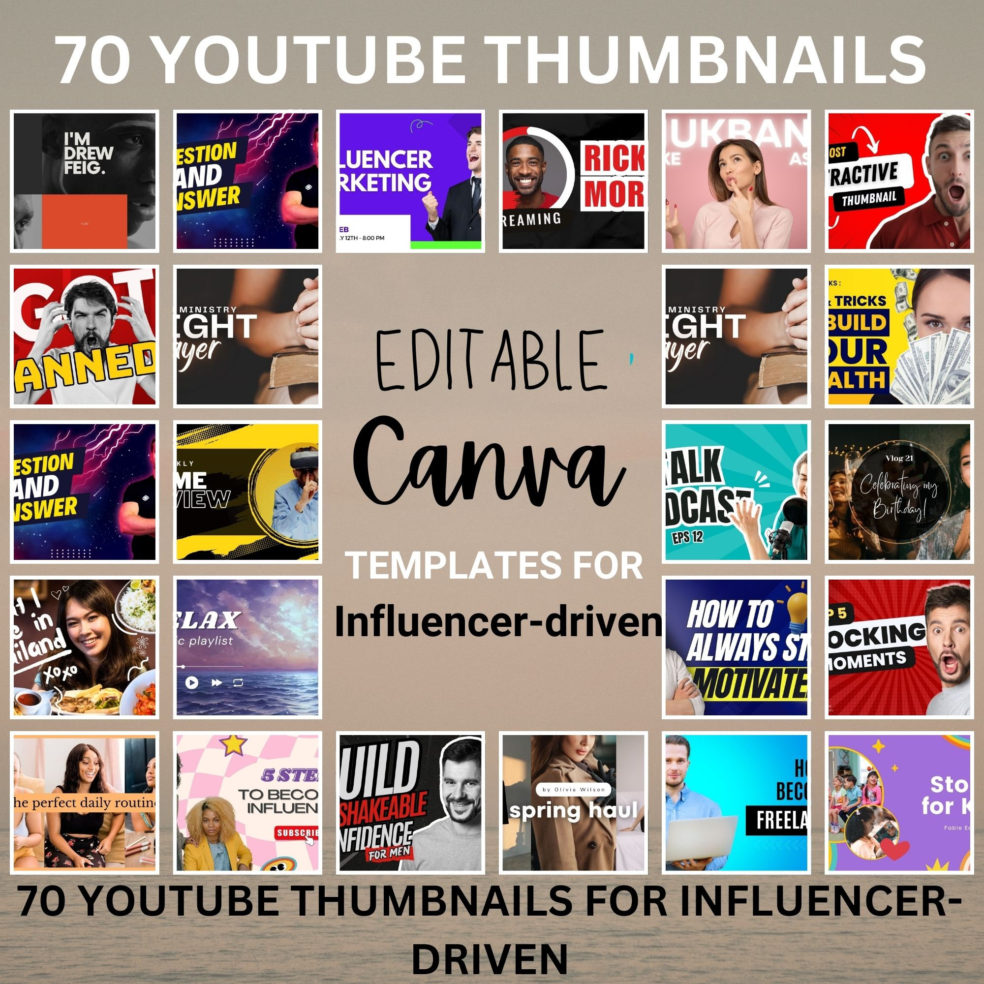 70 Youtube Thumbnails Templates 100 PNG Transparent Images for Youtube ...