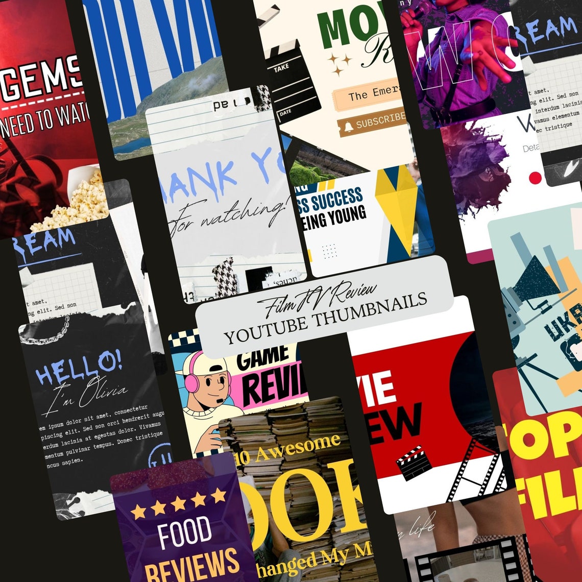 Film TV Youtube Thumbnail Templates: Editable Canva Designs (digital ...