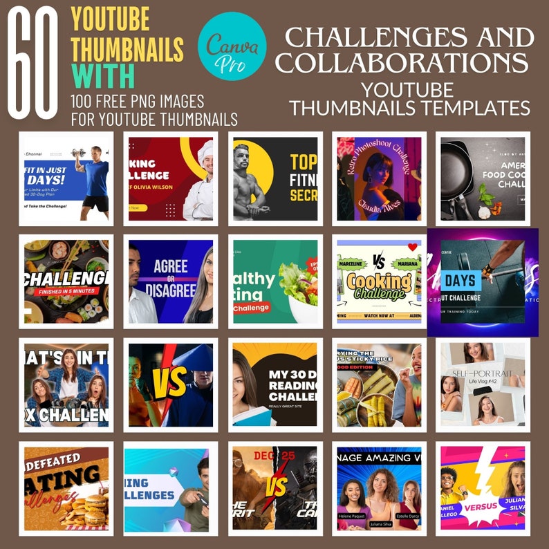 60 Youtube Thumbnail Templates| 100 PNG Transparent Images for Youtube ...