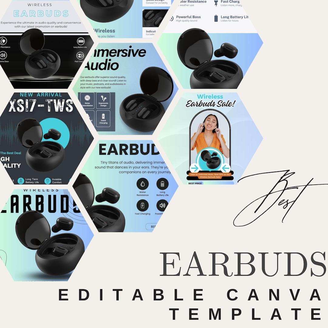 Earbuds Listing Image Templates: Editable Canva Design (digital ...