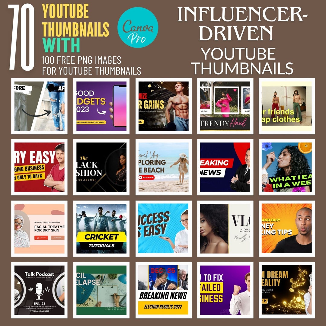 70 Youtube Thumbnails Templates | 100 PNG Transparent Images for ...