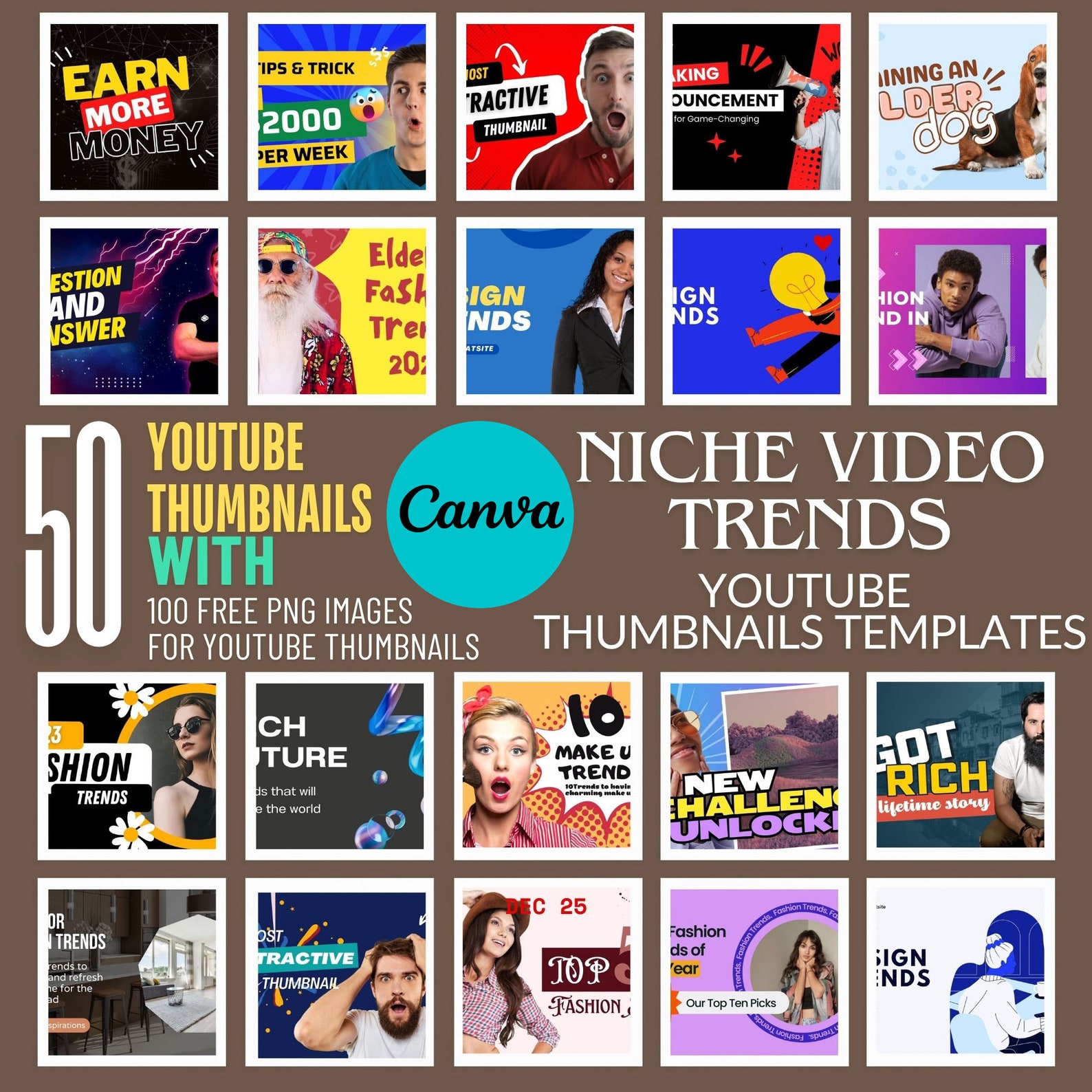 50 Youtube Thumbnail Templates | 100 PNG Transparent Images for Youtube ...
