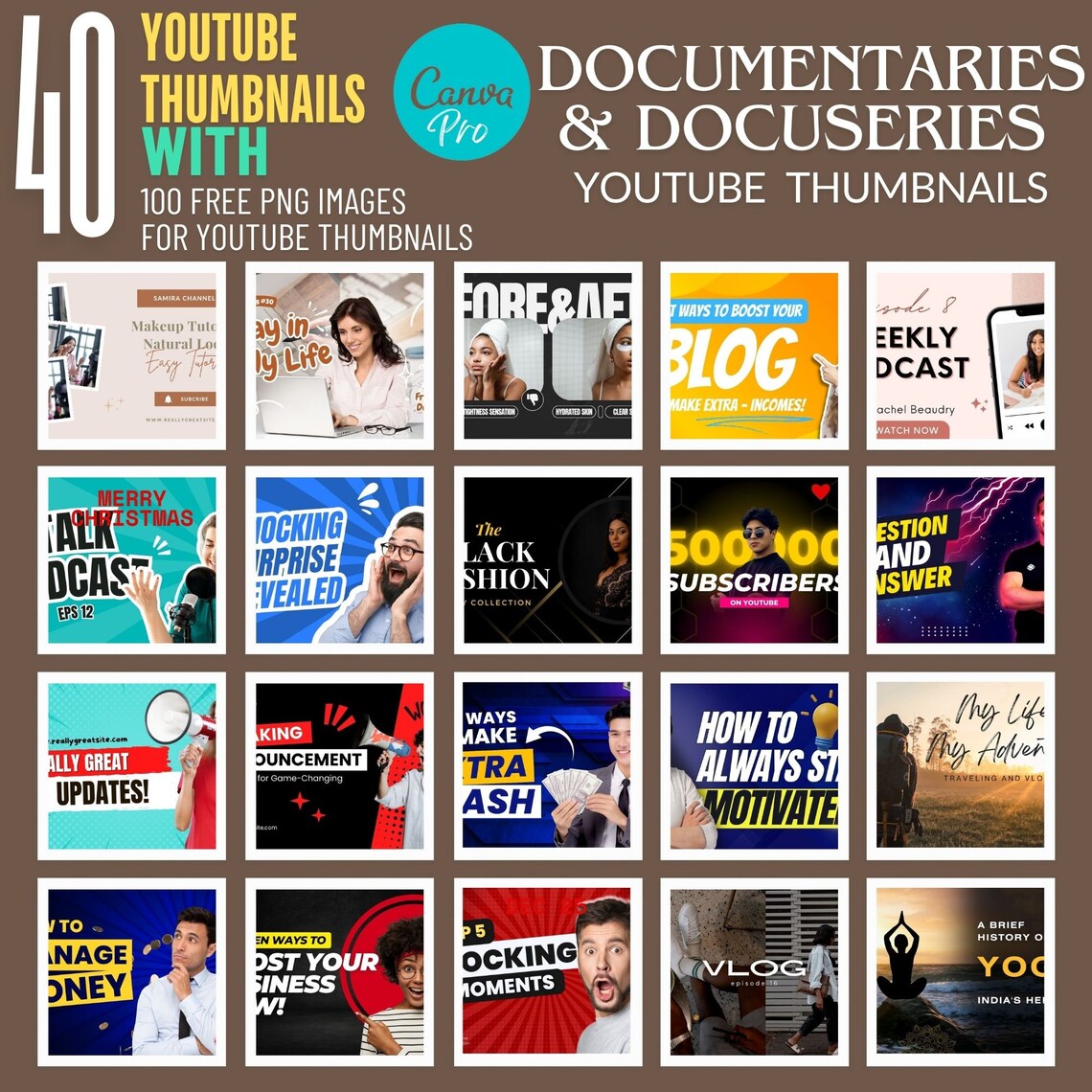40 Youtube Thumbnail Templates 100 PNG Transparent Images for Youtube ...
