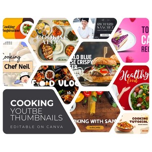 Cooking Youtube Thumbnail Templates: 58 Editable Designs (digital ...