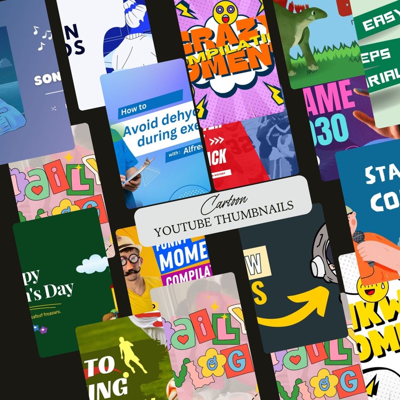 Cartoon Youtube Thumbnail Templates: Editable Canva Designs (digital ...