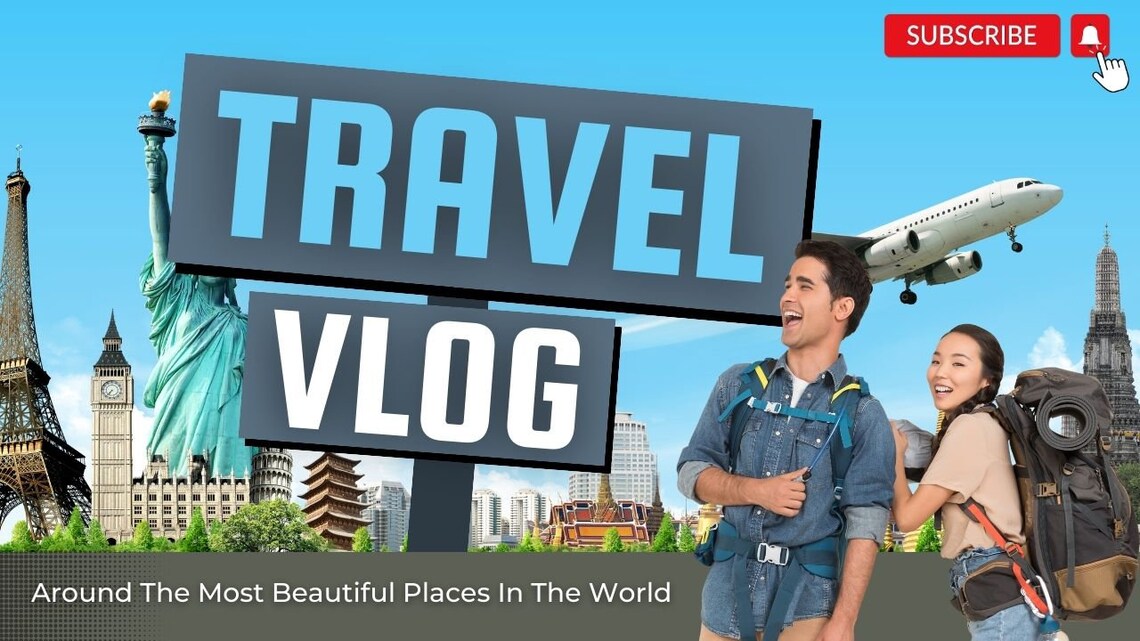 Travel Vlog Youtube Thumbnails: 60 Canva Templates, 100 PNG Images ...