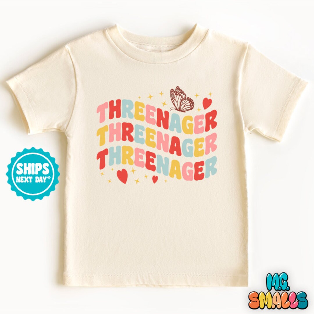 Threenager Shirt for 3rd Birthday Tshirt Gift Cute Toddler Third Birthday Shirt Retro Threenager ...