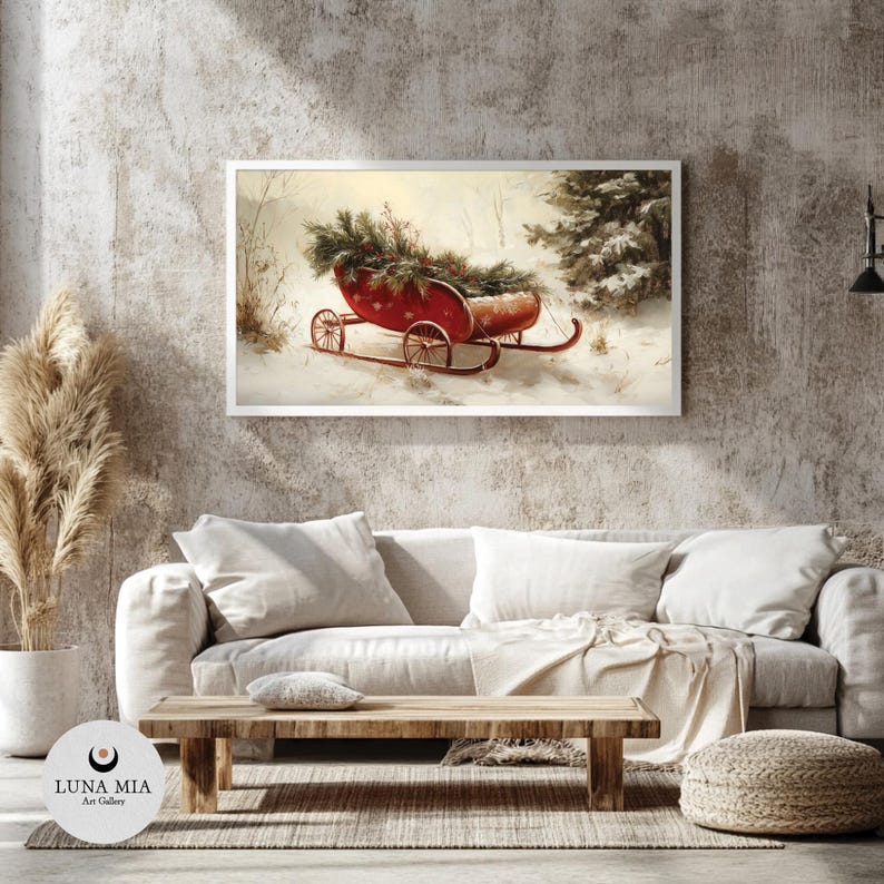 Winter Wonderland Christmas Digital Art for TV Frame, Cozy Holiday ...