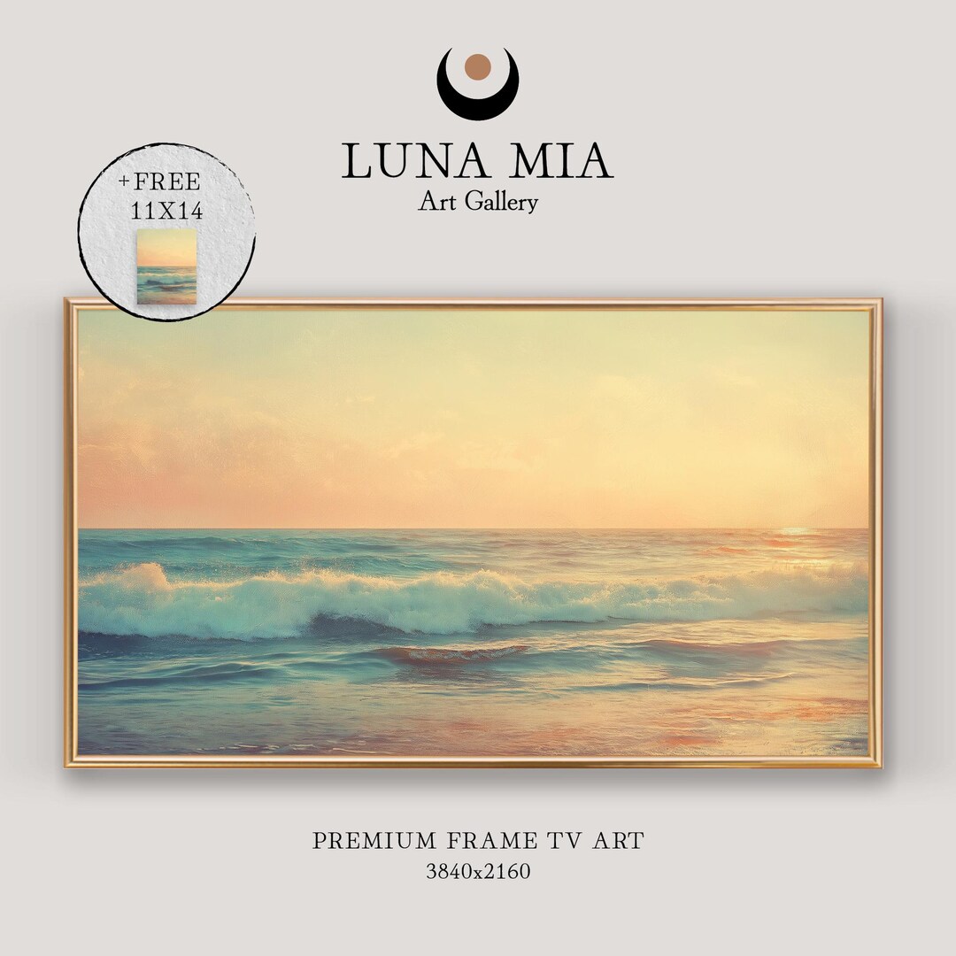 Coastal Sunset Waves Digital Art for TV Frame – Serene Ocean View - Etsy