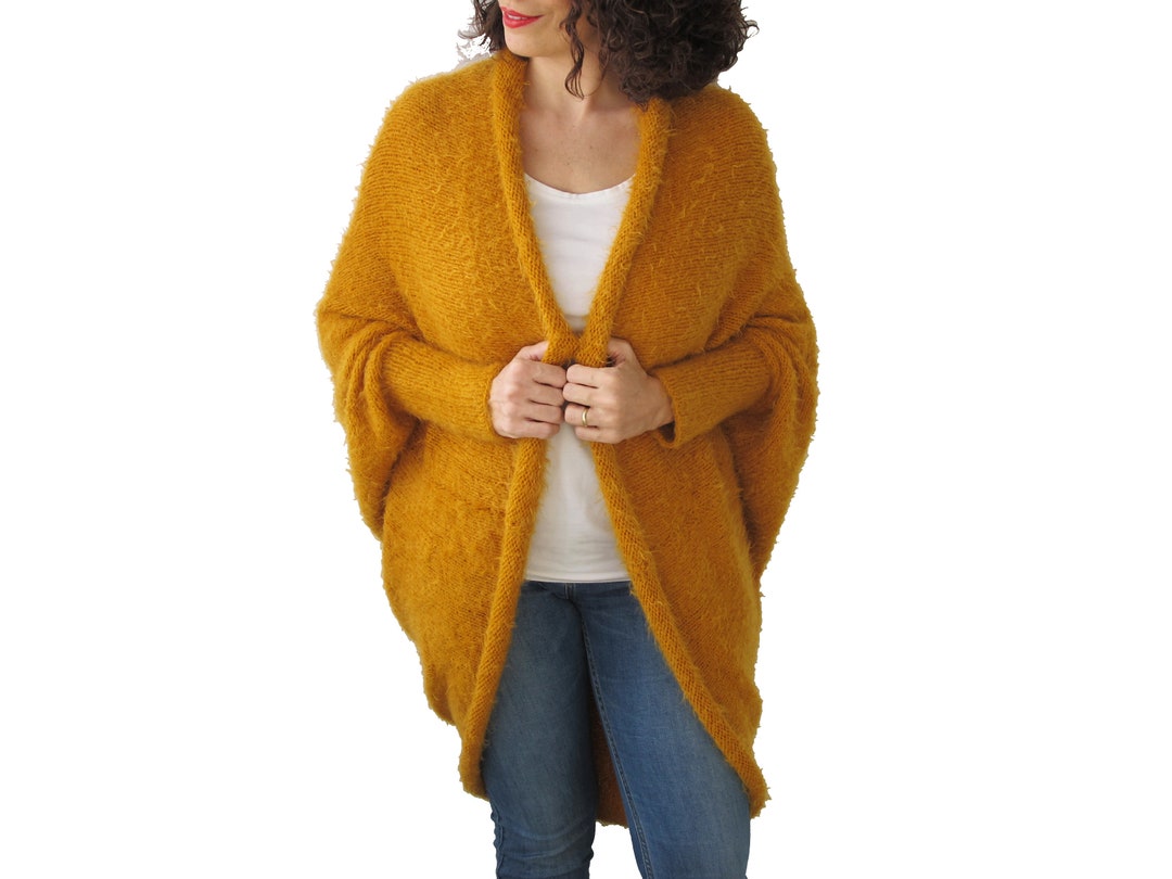 Slouchy Cardigan, Yellow, Open Front Cardigan - Etsy