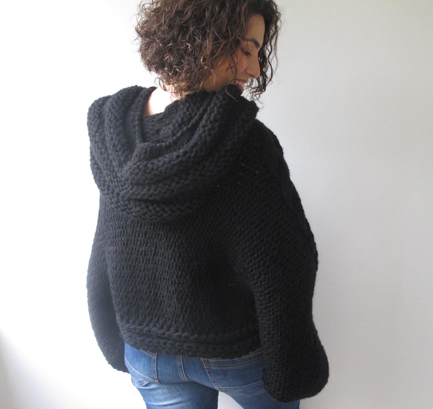 Plus Size Knitting Sweater Capalet With Hoodie Over Size - Etsy