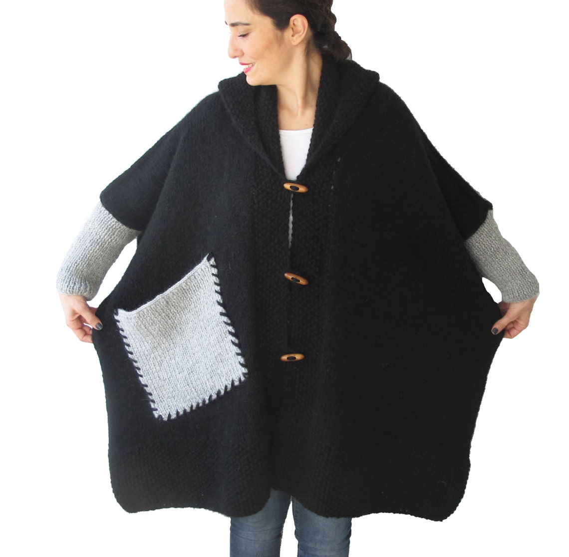 Plus Size Over Size Black Mohair Overcoat Poncho Pelerine - Etsy Ireland