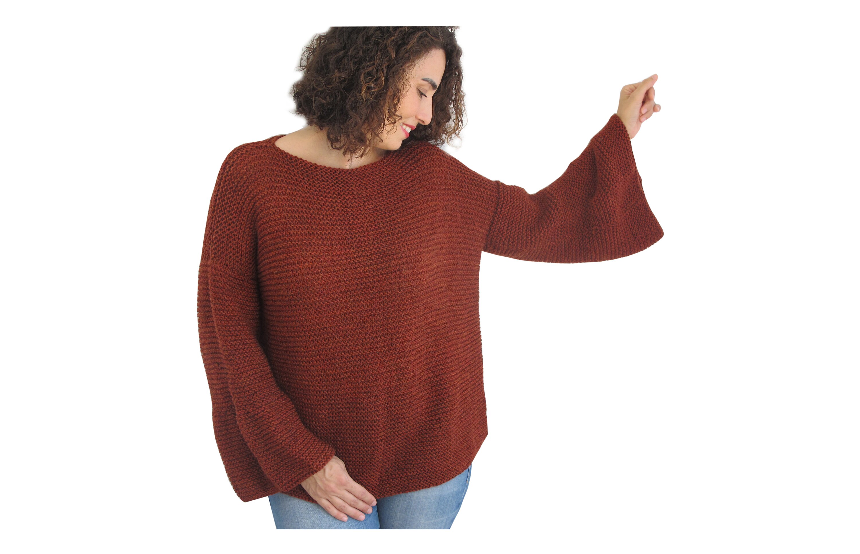 Wool Sweater Frilly Sleeves Rusty Boho Style Sweater | Etsy