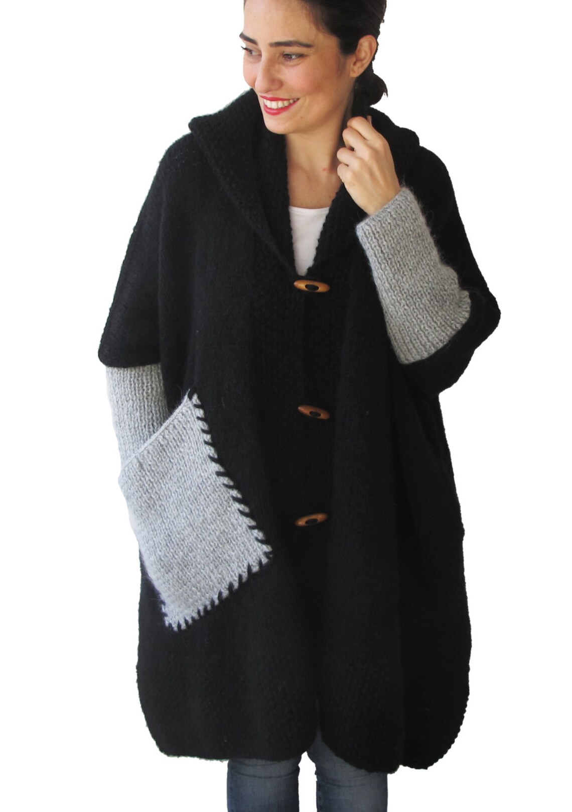 Plus Size Over Size Black Mohair Overcoat Poncho Pelerine - Etsy Ireland