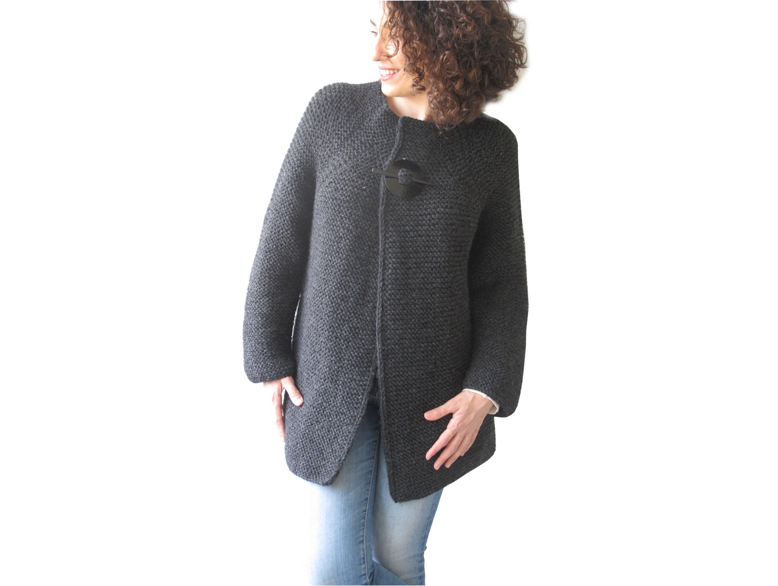 Hand Knitted Woman Jacket Wool Cardigan Knitwear Oversized - Etsy