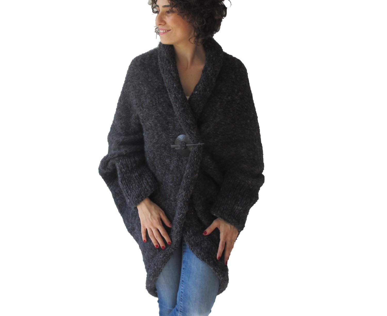 Chunky Dark Gray Casual Cardigan - Etsy