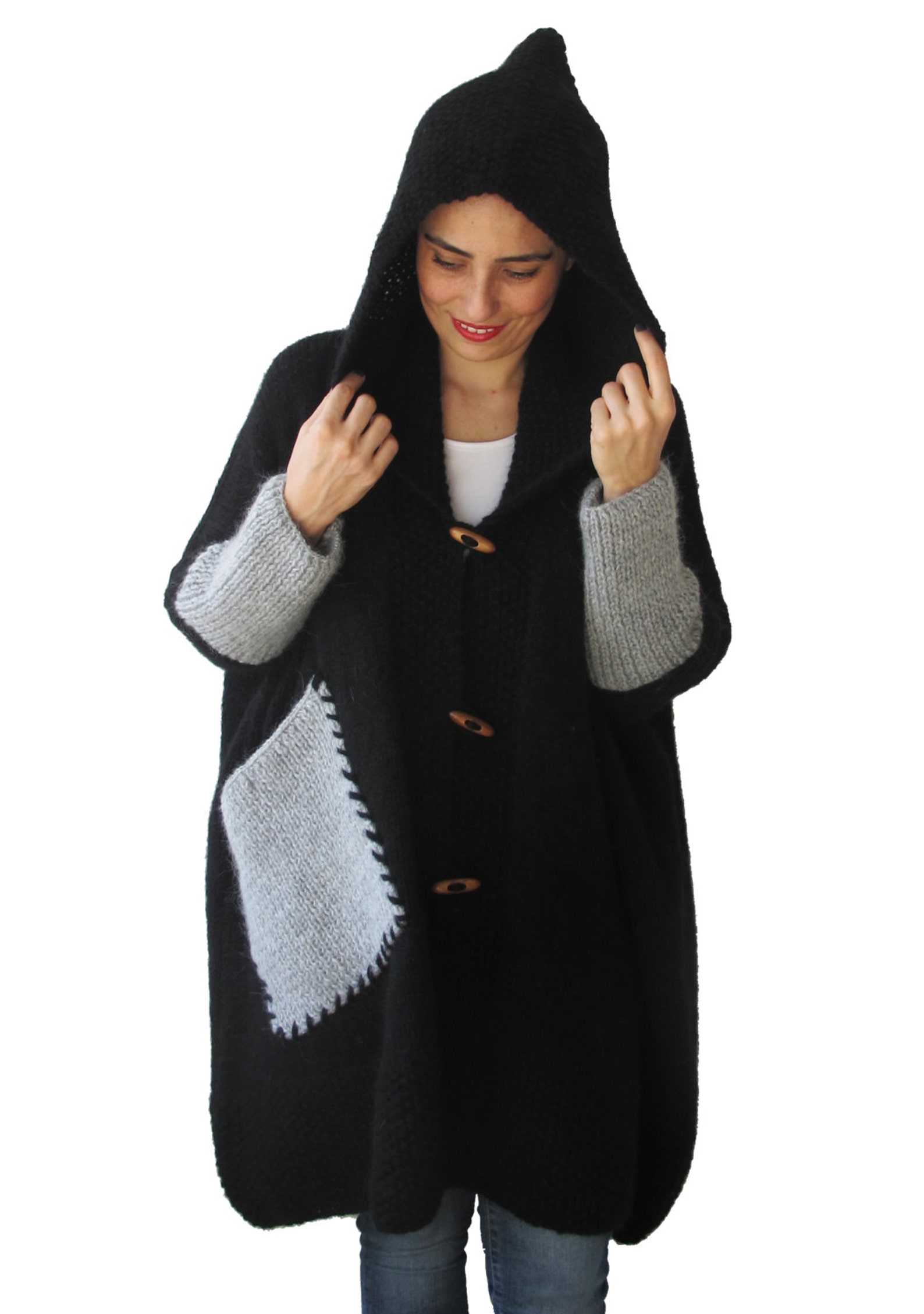 Plus Size Over Size Black Mohair Overcoat Poncho Pelerine - Etsy