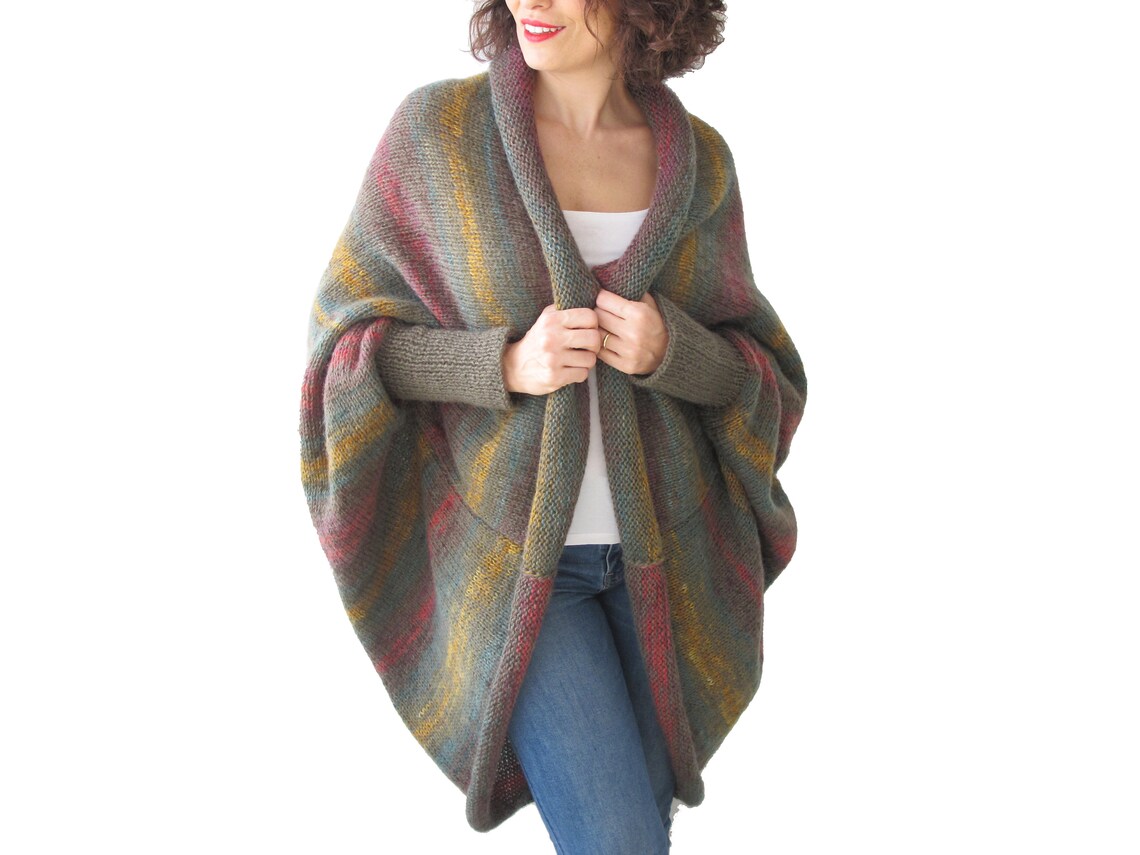 Ombre Wool Cardigan Open Front Cardigan Wrap Cardigan Plus | Etsy