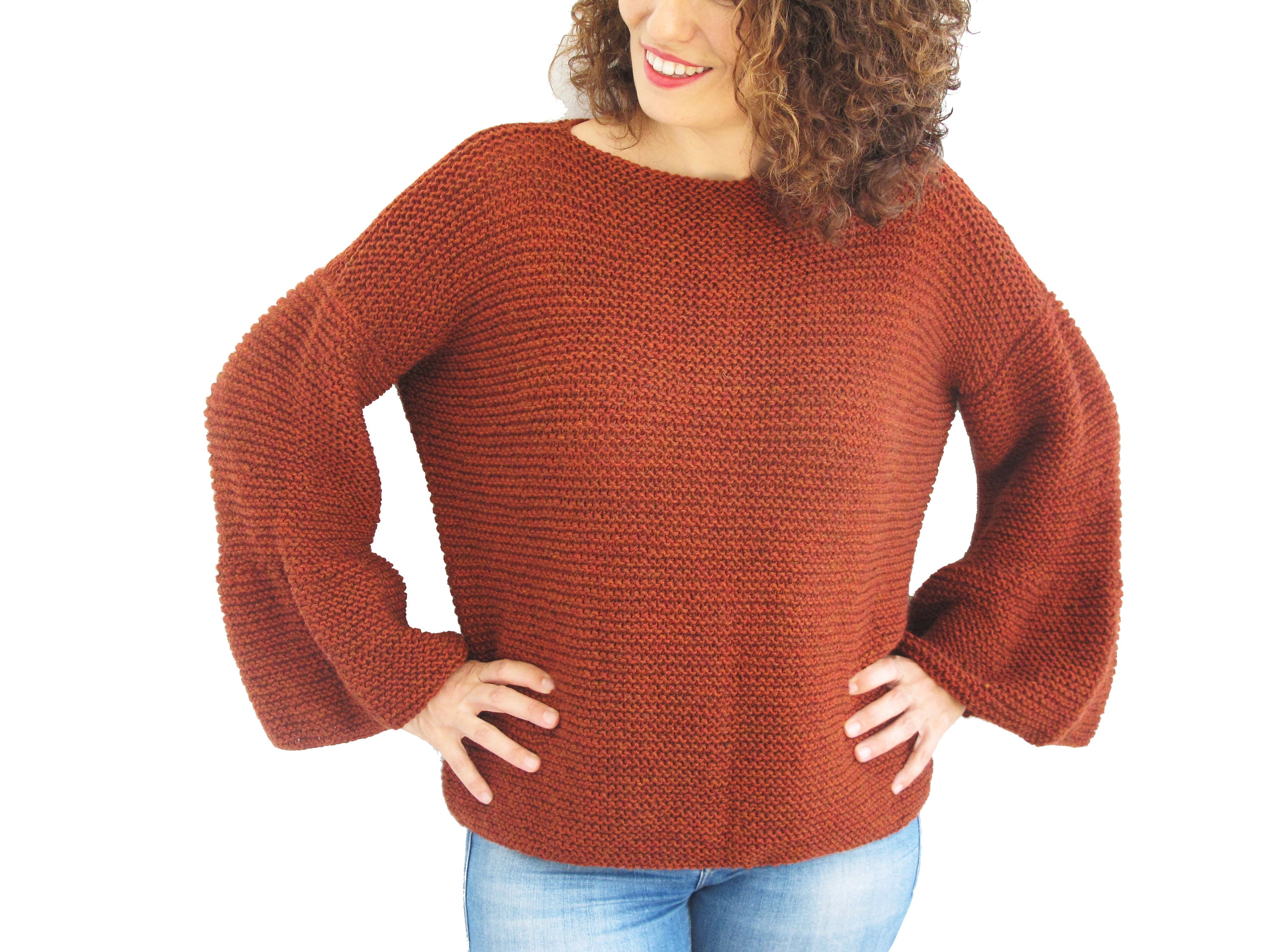 Wool Sweater Frilly Sleeves Rusty Boho Style Sweater | Etsy