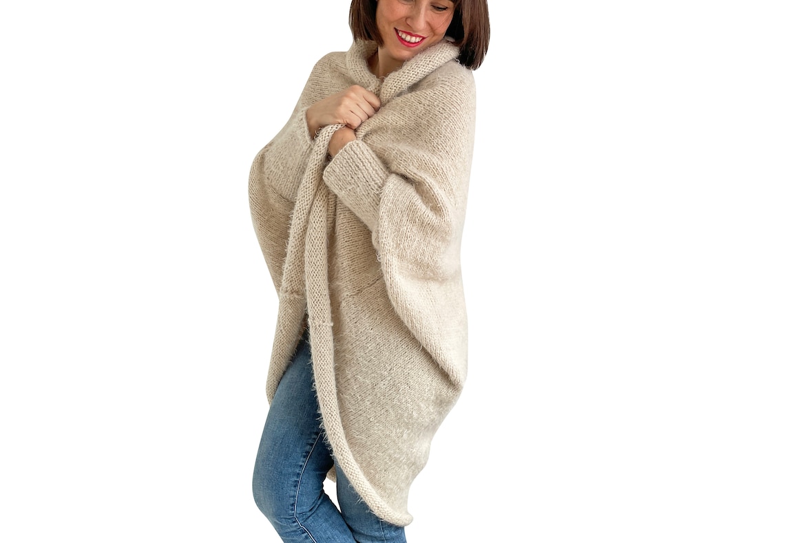 Wool Cardigan, Open Front Cardigan, Wrap Cardigan, Plus Size Clothing ...