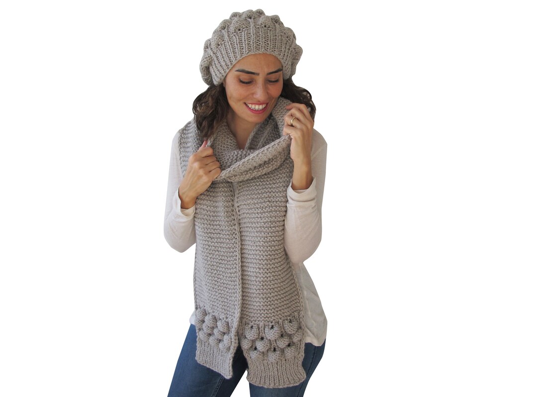 Winter Hat, Wool Hat, Wool Hat and Scarf, Knit Wool Hat and Scarf ...
