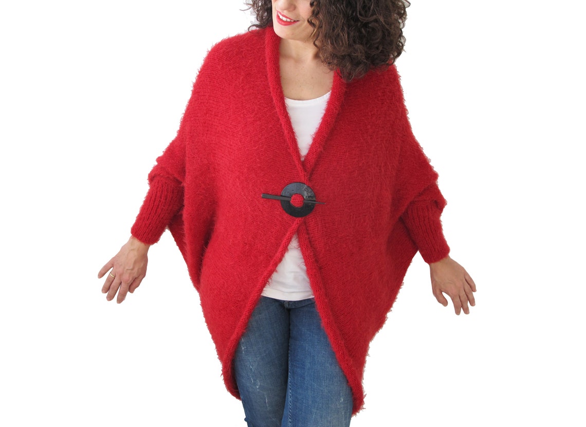 Slouchy Cardigan Red Open Front Cardigan - Etsy