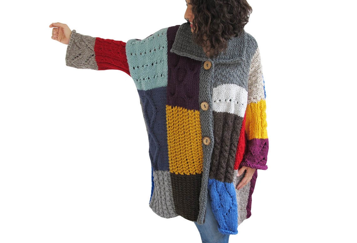 Harry Style Jw Anderson Cardigan Patchwork Cardigan Hand - Etsy