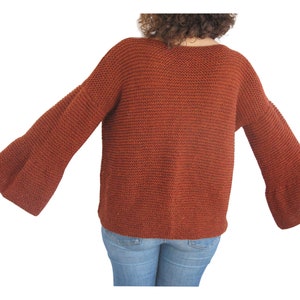 Wool Sweater, Frilly Sleeves, Rusty, Boho Style Sweater - Etsy