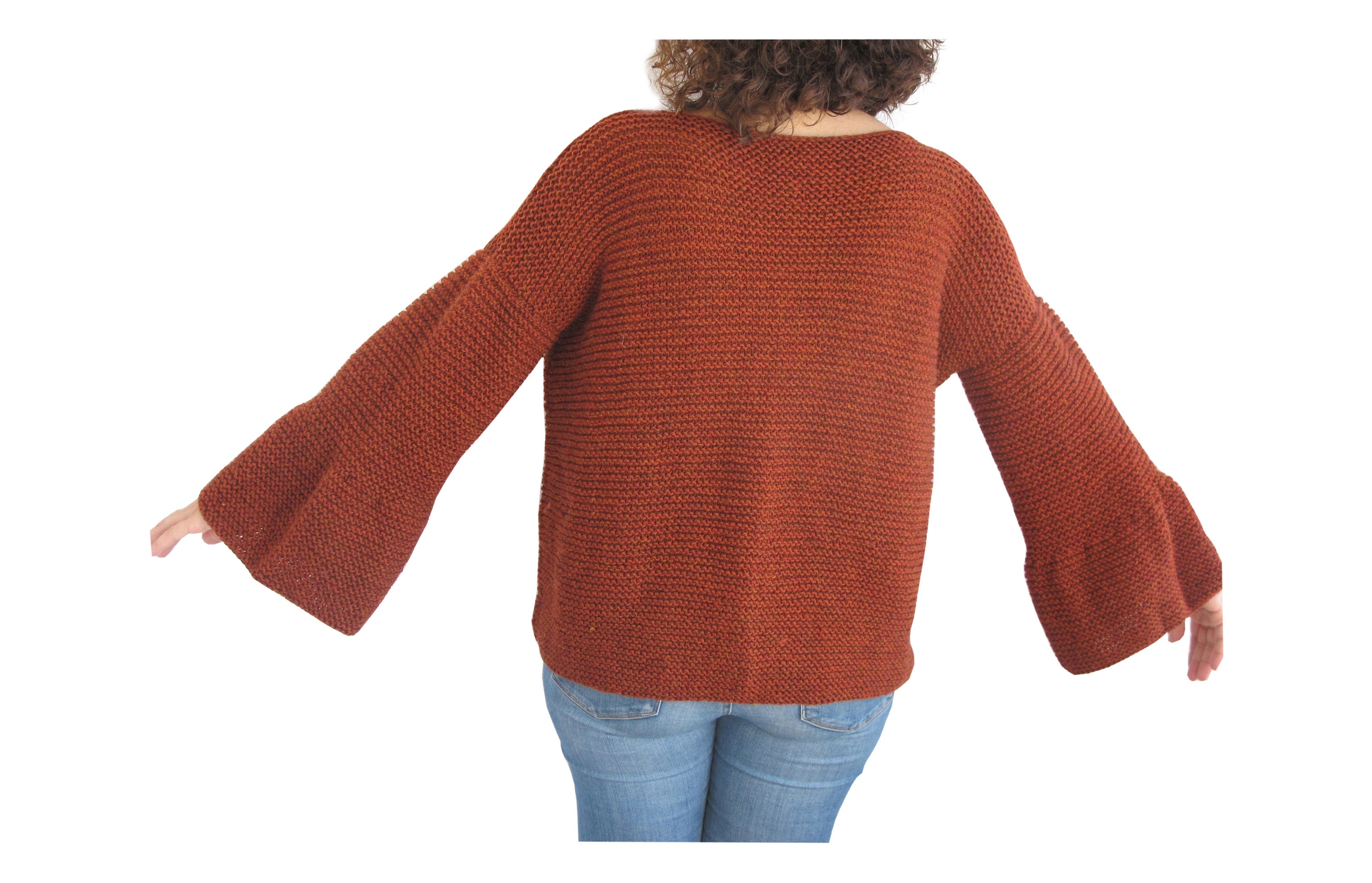 Wool Sweater Frilly Sleeves Rusty Boho Style Sweater | Etsy