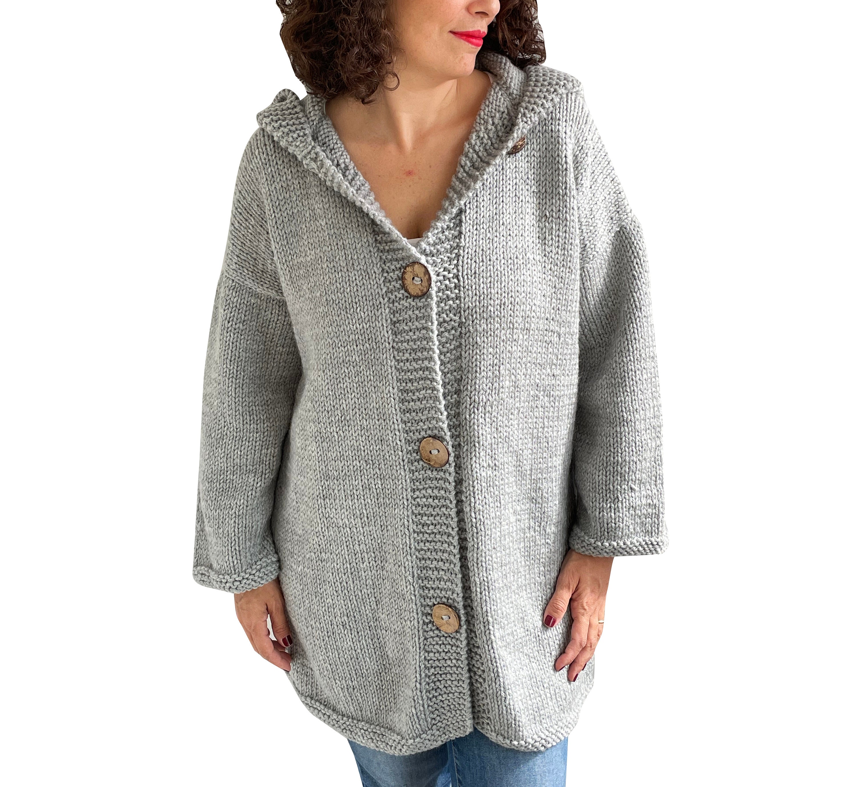 Hand Knit Overcoat Knit Cardigan Maxi Cardigan Casual - Etsy