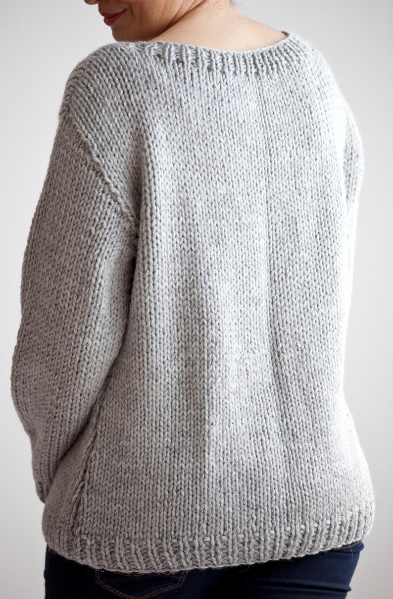 Hand Knitted Gray Sweater With Heart Pattern by Afra - Etsy