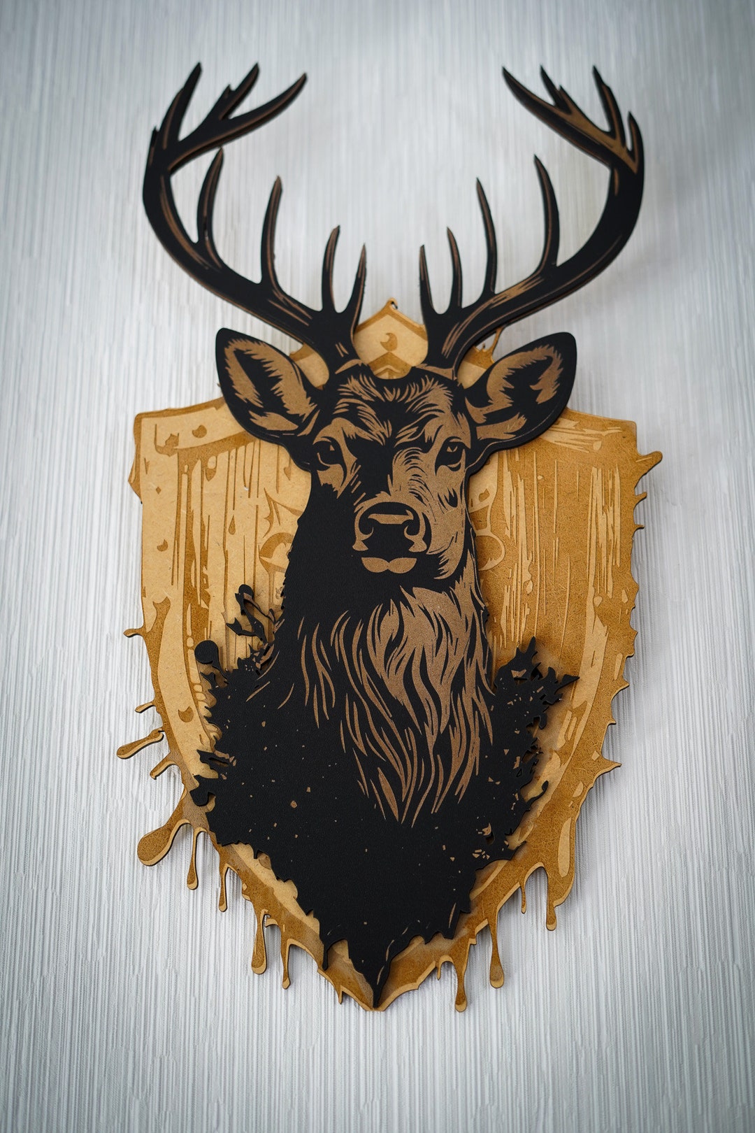 Deer Wall Art, Wallart, Lasercut From Wood, 3D, Engraving, Deer ...