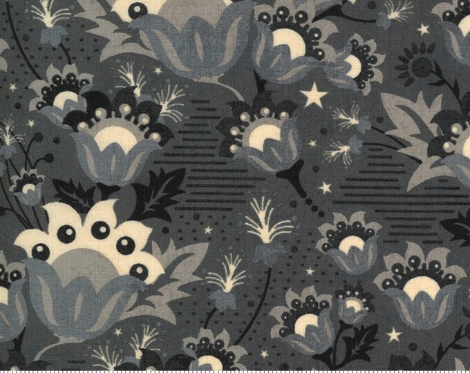 Boudoir Fabric -half Yard- Moda Fabric Dark Gray Large Floral Print ...