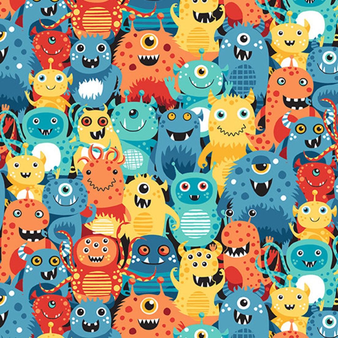 Outer Space Fabric - Half Yard - Aliens Monsters Novelty Fabric Andover ...