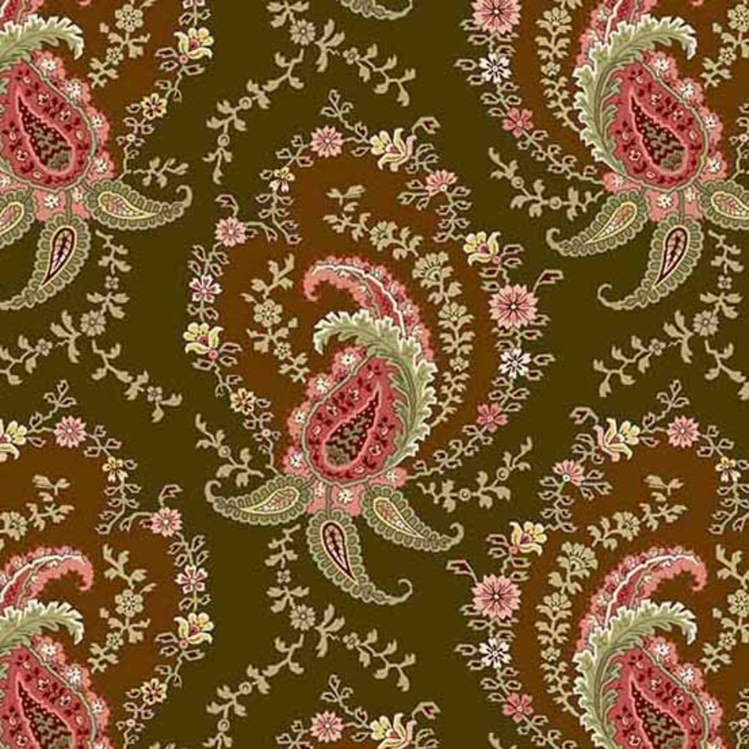 Primrose Fabric - Half Yard- Edyta Sitar Fabric Large Scale Paisley ...