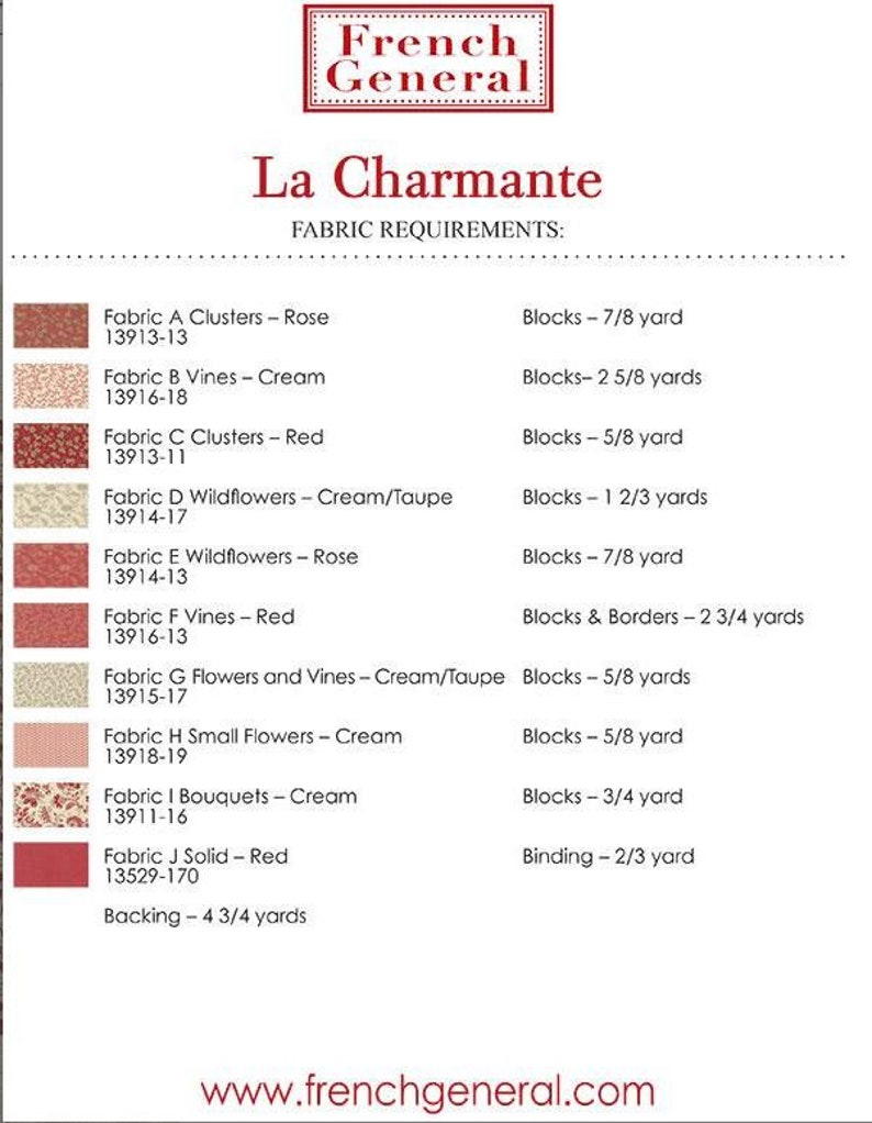 La Charmante Quilt Pattern - French General Quilt Pattern Featuring ...