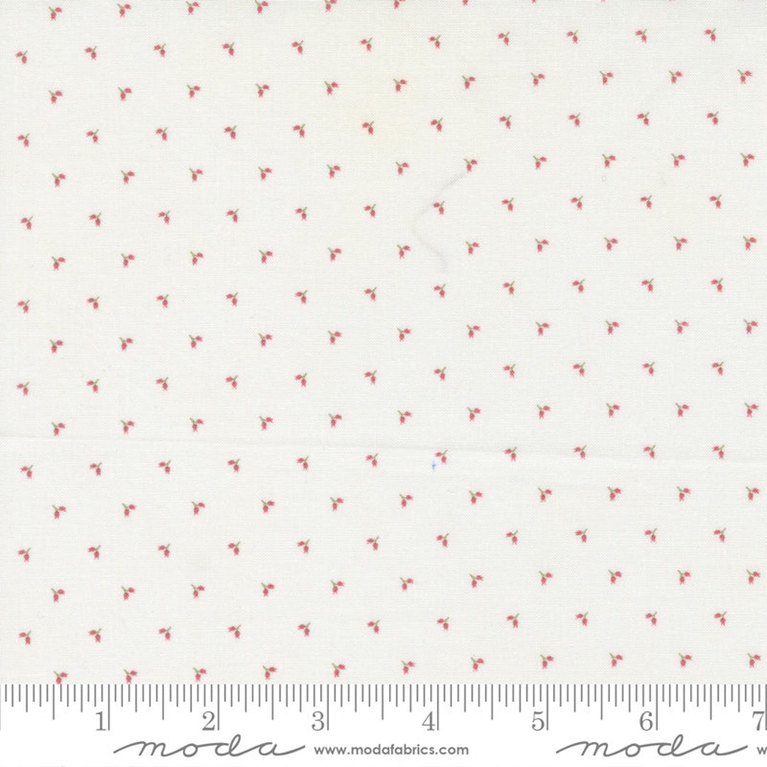 Bliss Fabric - Half Yard- Moda Fabric White Cream off White With Red ...