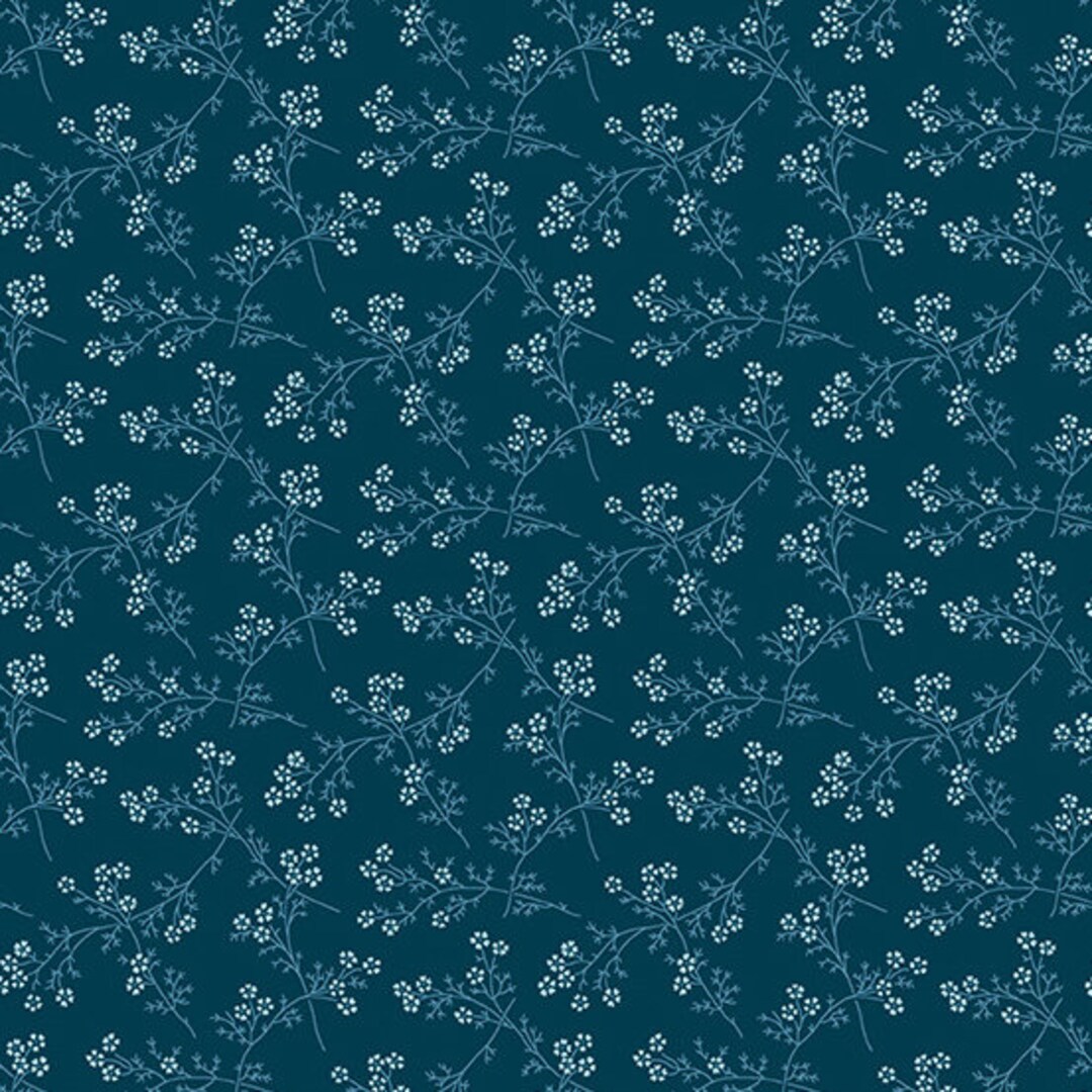 Blue Escape Fabric half Yard Edyta Sitar Fabric Floral Bouquet Dark ...