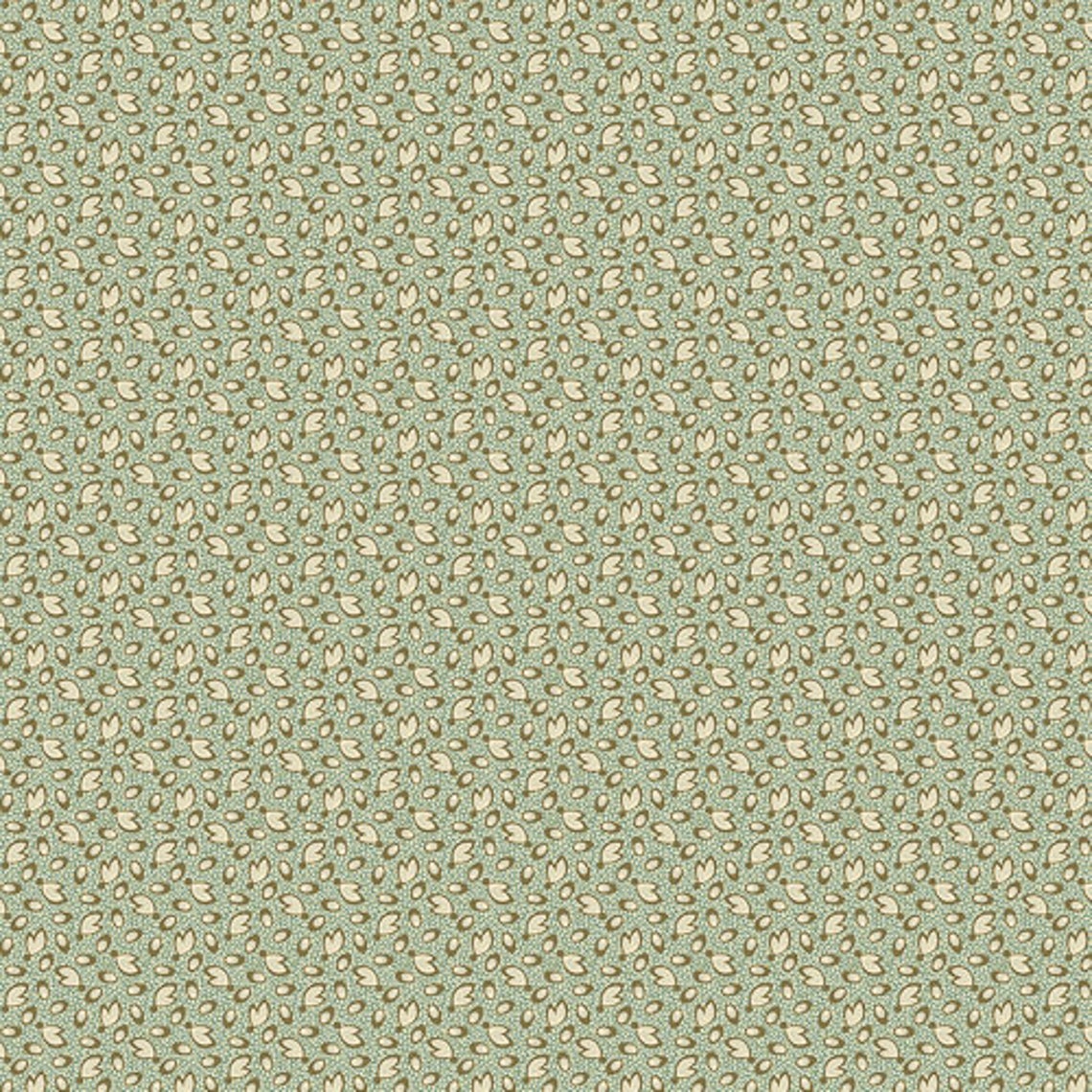 Key West Fabric Half Yard Green With Cream Small Leaf - Etsy
