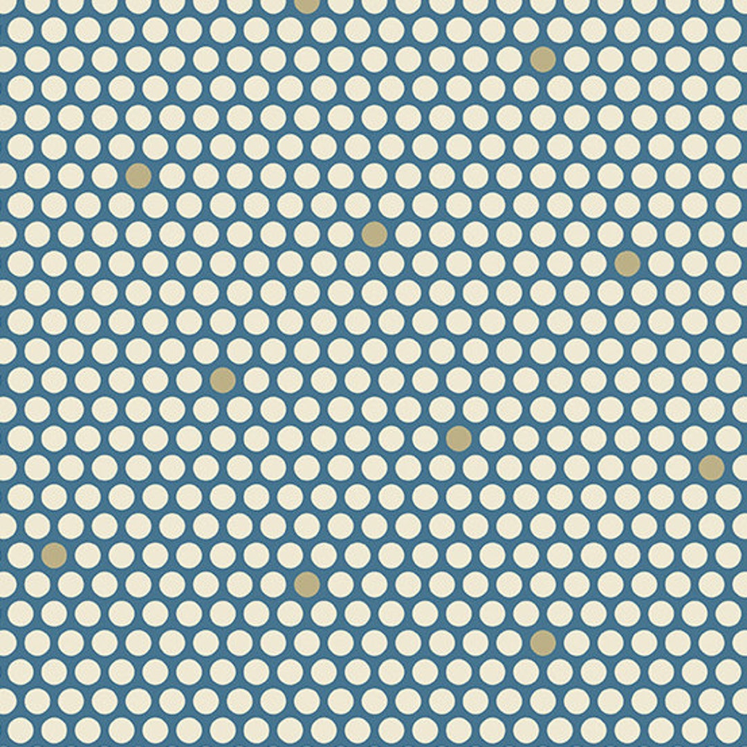 Blue Escape Fabric Half Yard Edyta Sitar Fabric Polka Dots off White ...