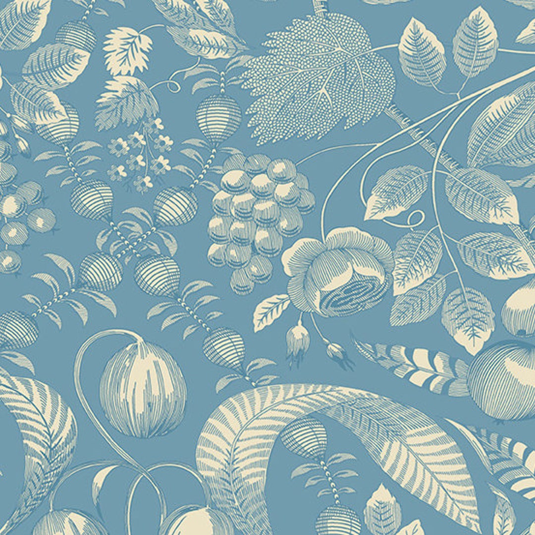 Blue Escape Fabric - Half Yard- Edyta Sitar Fabric Large Scale Floral ...