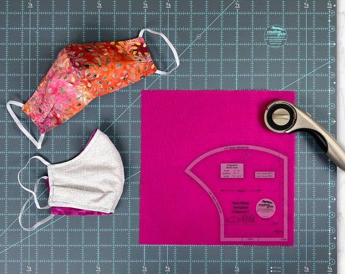 Face Mask Template 3 Sizes in 1 Acrylic Ruler - Easy Way to Make Fabric ...
