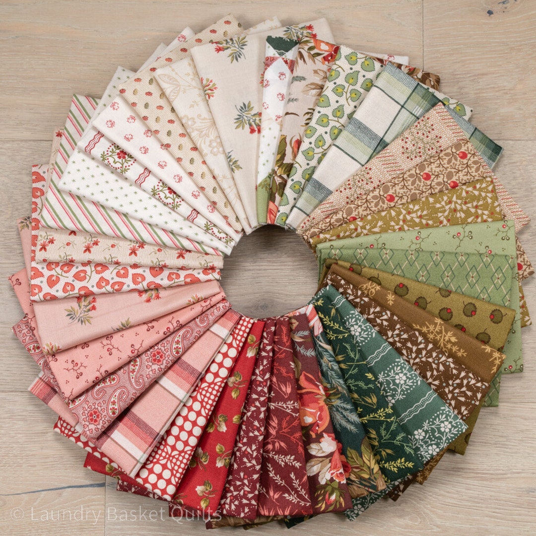 Joy Fat Quarter Bundle - Andover Fabric - Edyta Sitar Laundry Basket Quilts Green Red White ...