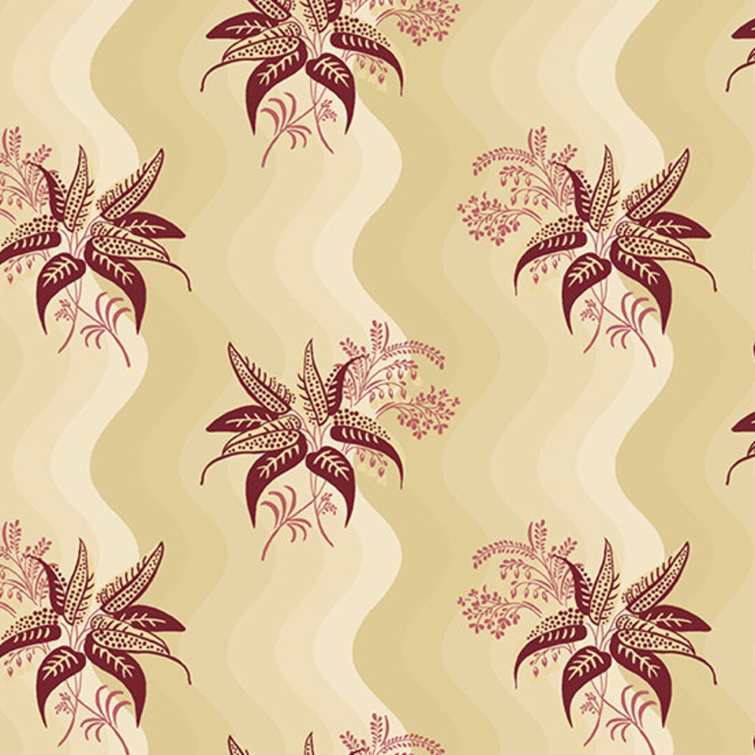 Windermere Fabric Di Ford Hall - Half Yard - Tans With Pink Plum Floral ...